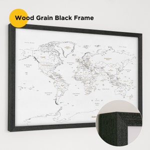 Push Pin Mini World Travel Map Canvas, Framed Small Pin Board to Mark ...