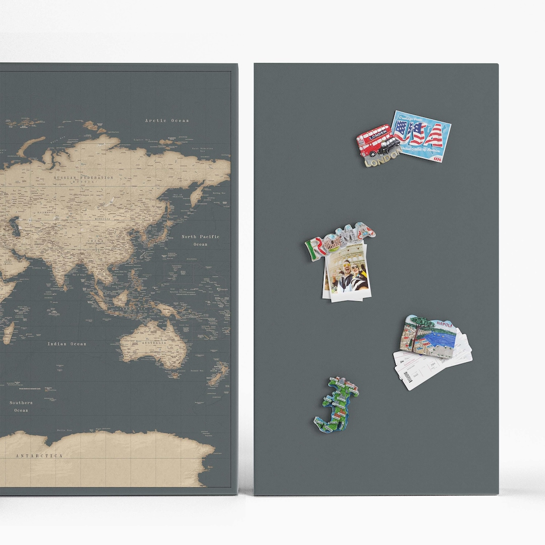 Aesthetic Magnet Collection Board or Photo Pin Board, Magnetic Wall Board for Travel Magnets ...