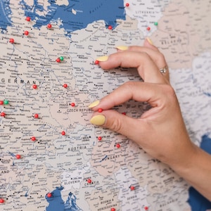 Push Pin Map of Europe, Travel Pin Board With Cities, Detailed European ...
