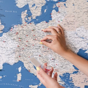 Europe Push Pin Map Canvas, Travel Tracker Pin Board, XL Pinnable ...