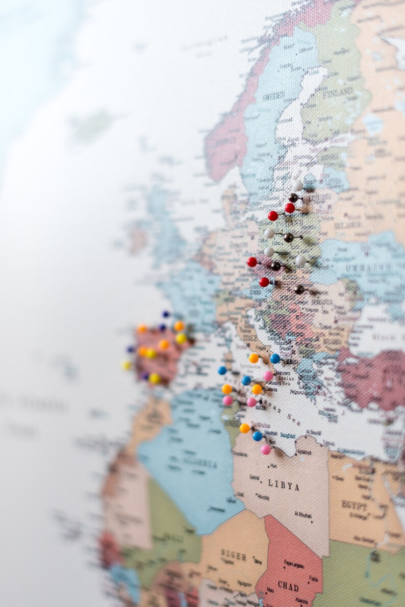 Places You've Been World Map Large Detailed Push Pin - Etsy UK