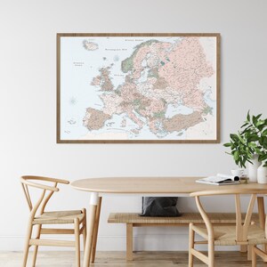 Retro Europe Poster - Detailed Map of Europe Continent With Countries ...