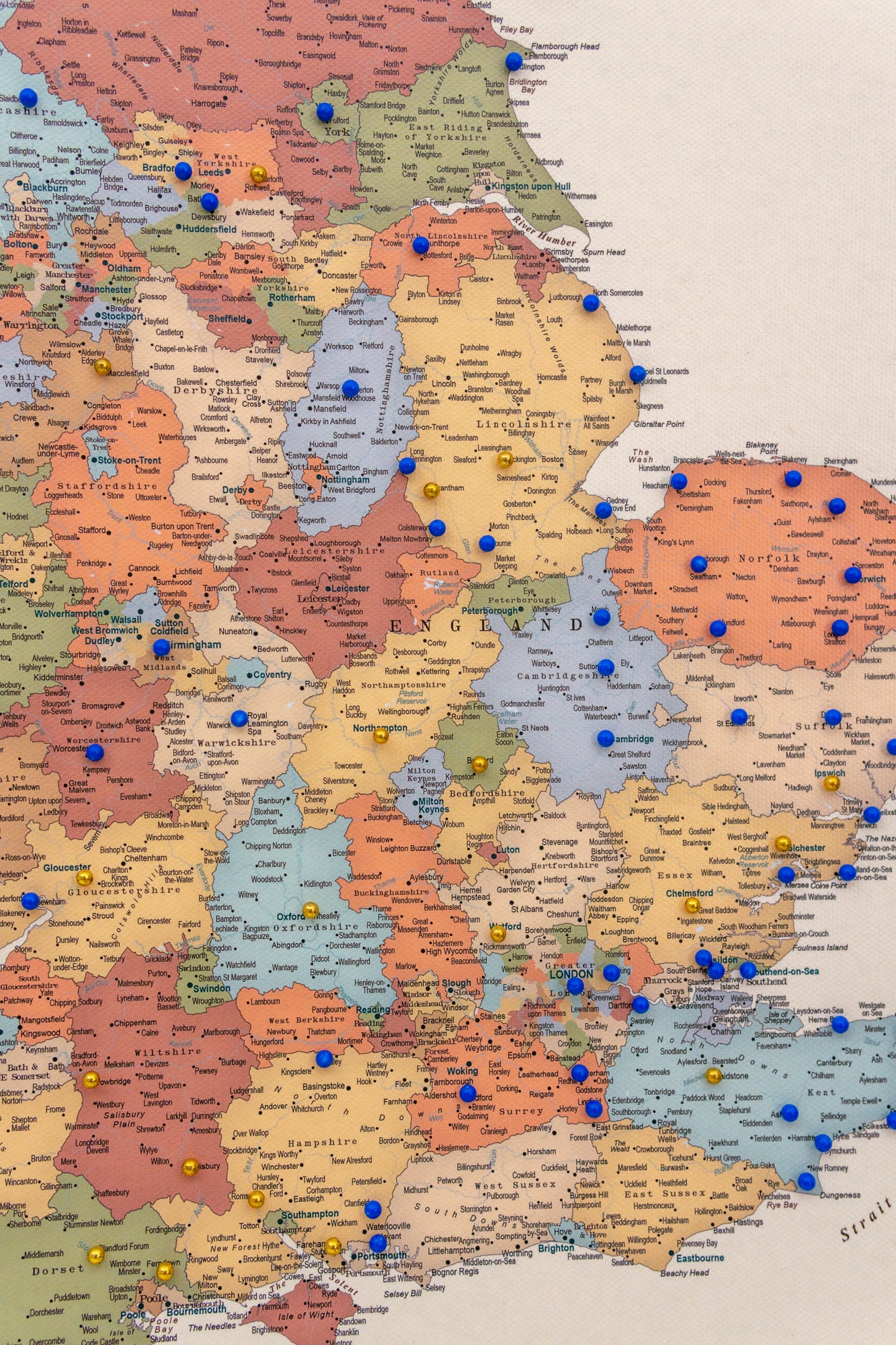 United Kingdom Map With Pins Personalized England Wales - Etsy