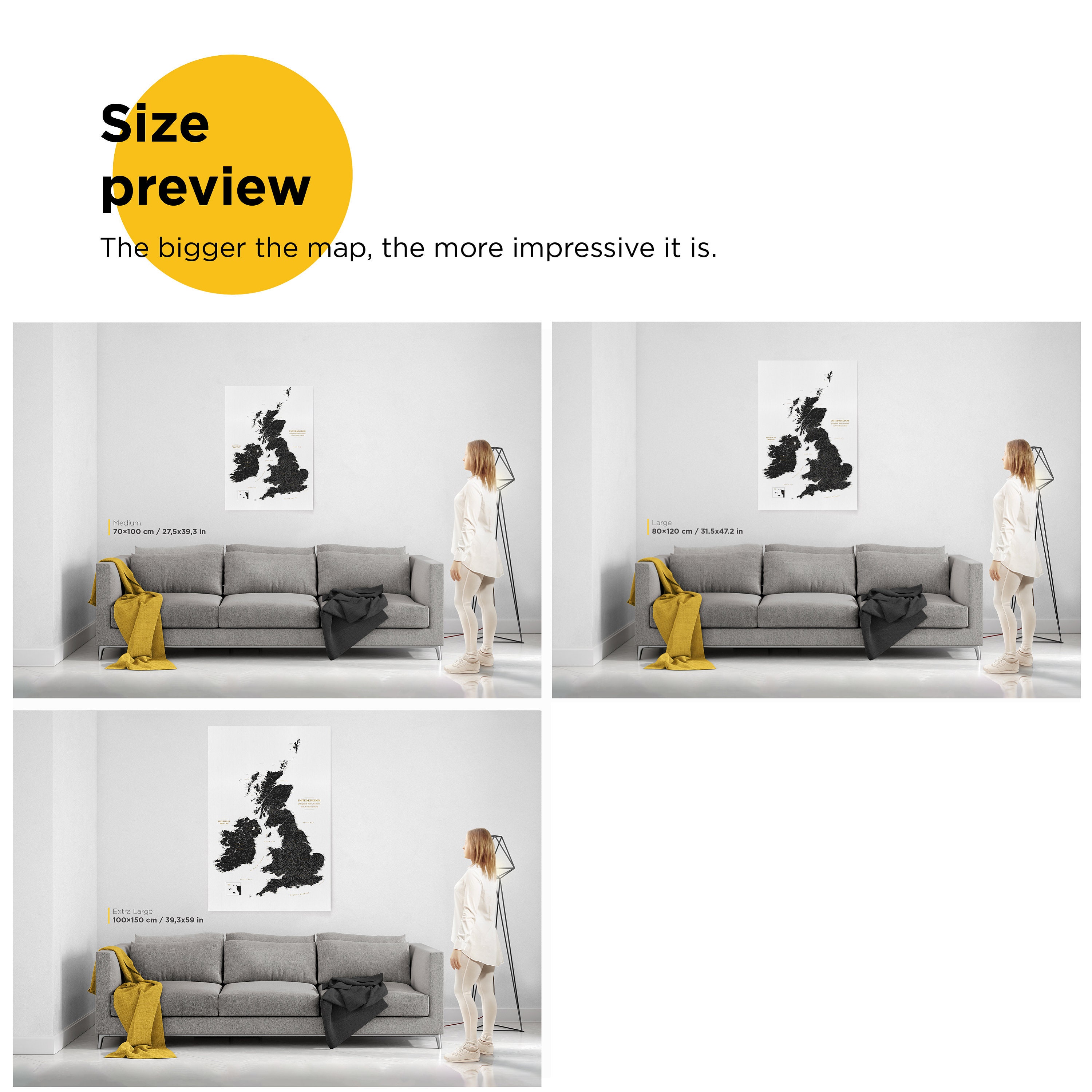 UK Ireland Political Wall Map High Detailed UK Map Poster | Etsy