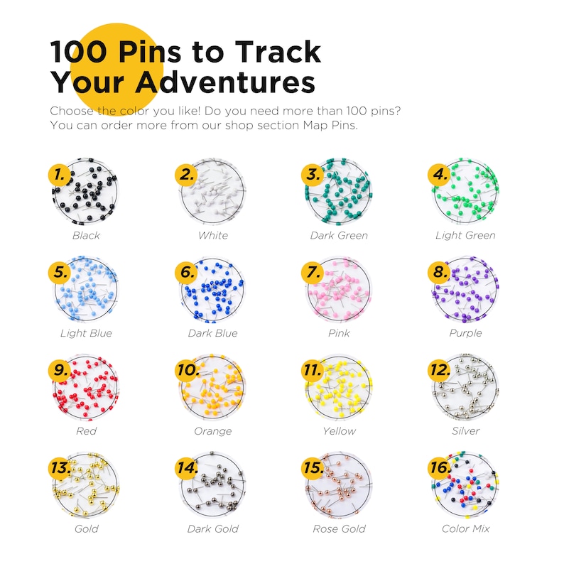 Personalized Push Pin World Travel Map High Detailed Travel | Etsy