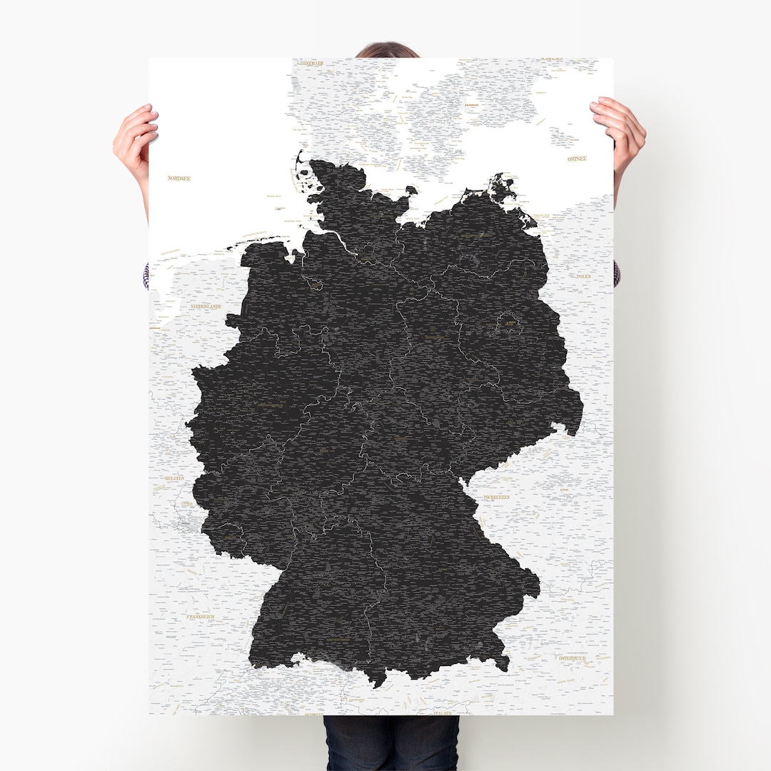 Modern Germany Map Poster With Cities and States, Detailed Travel Wall ...