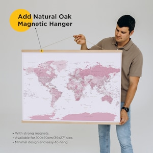 Pink World Map Poster High Detailed - Personalized Travel Map - High ...
