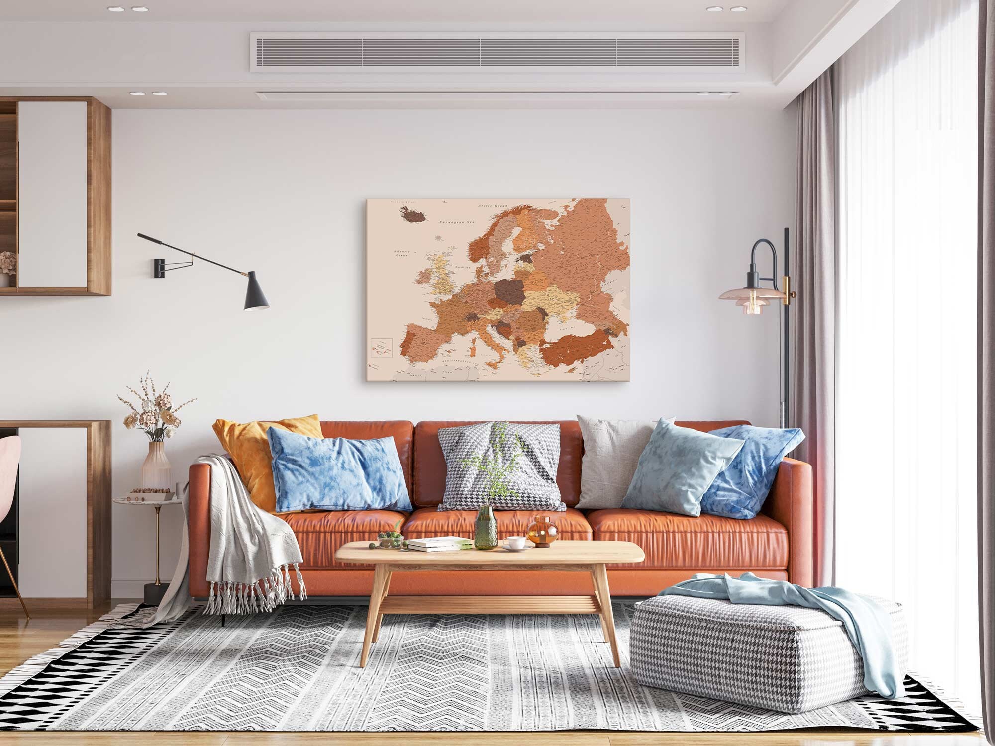 Large Europe Wall Map Brown Push Pin Europe Map Canvas - Etsy Australia