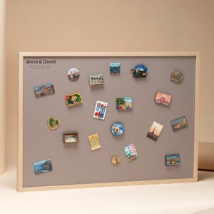 Magnet Collection Board Framed, Personalized Linen Magnetic Board for ...