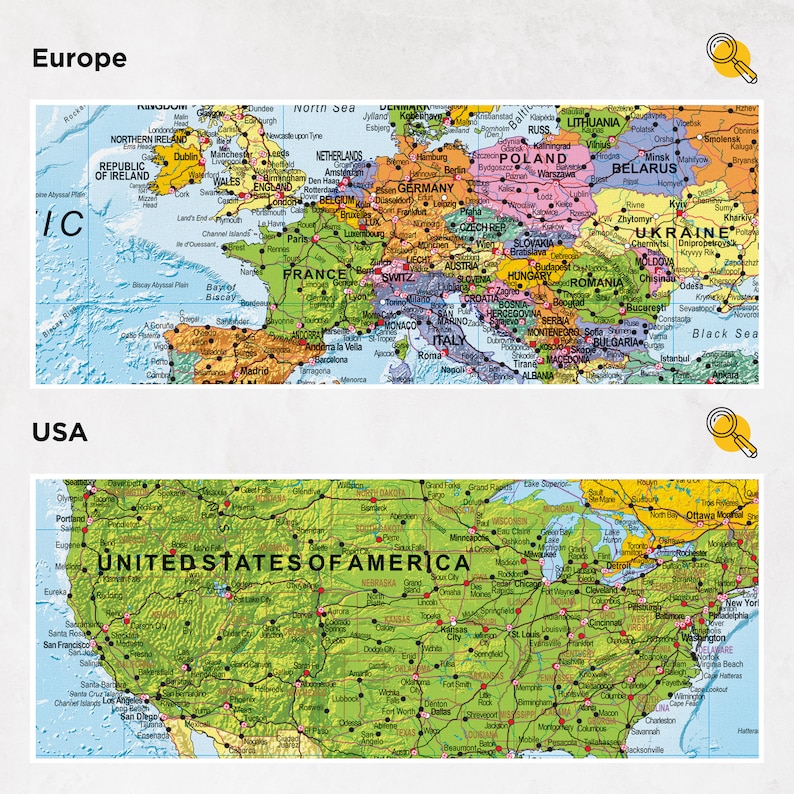 Political Accurate World Map Poster Detailed World Map Print | Etsy Canada