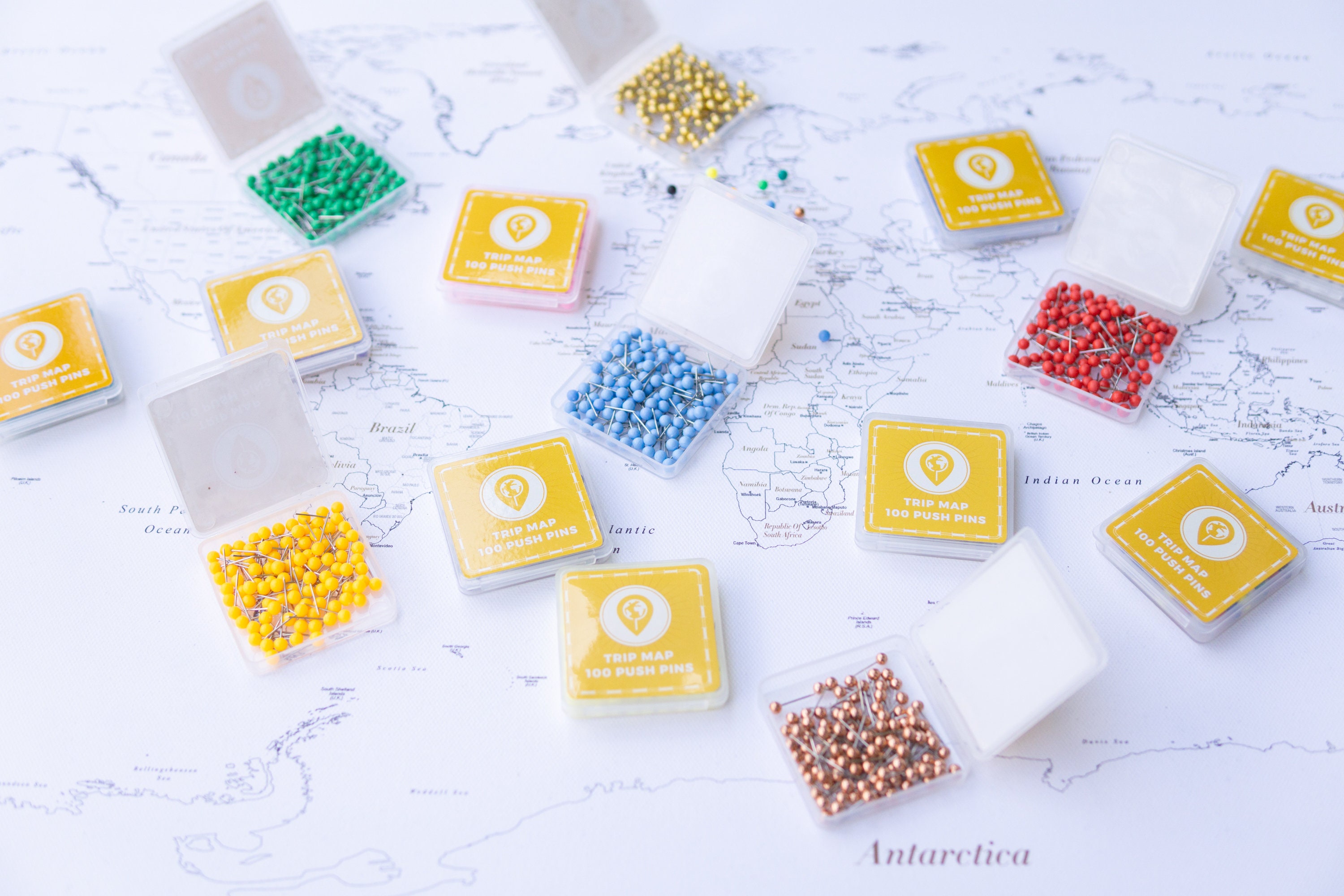 Map Push Pins Gold Round Head Tacks With Stainless Point - Etsy