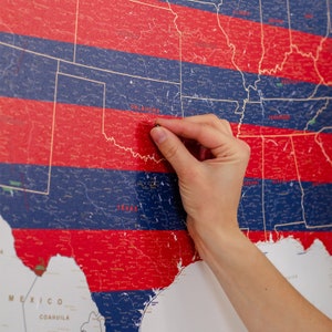 USA Flag Colored Push Pin Map, Detailed Travel Pin Board With National ...