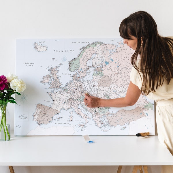 Large Map of Europe Pin Board - Etsy
