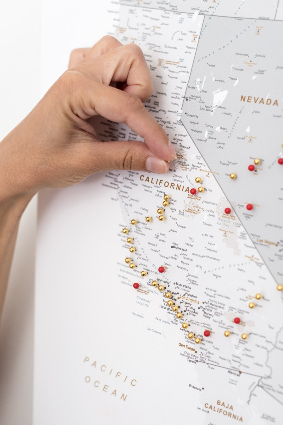 Personalized Push Pin USA Map With National Parks, Gray Places Traveled ...