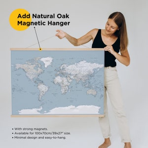 Mellow Blue World Map Poster Accurate Big Wall Map Print Detailed Large ...