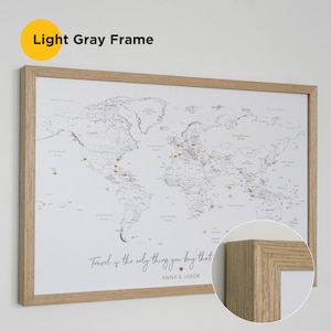 Push Pin World Map Small Framed Canvas, Places Traveled Map Wall Art ...
