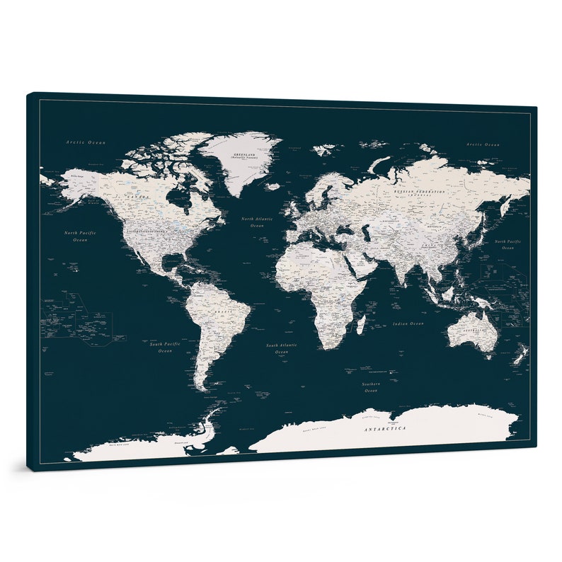 Dark Green World Map Pin Board With Push Pins Personalized - Etsy