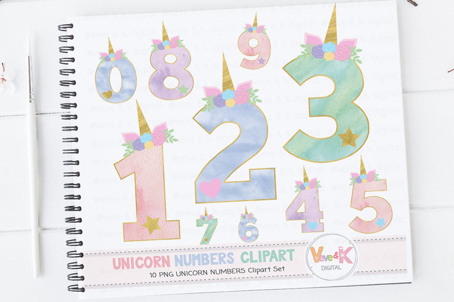 Unicorn Numbers Unicorn Numbers Clipart Numbers Clipart - Etsy