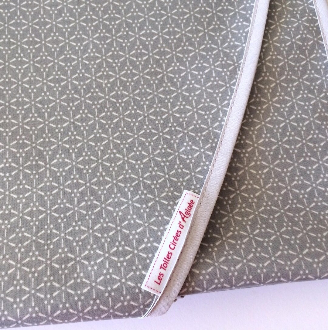 ROUND Tablecloth in Waxed Cotton Japanese Pattern on Gray-blue - 142cm ...