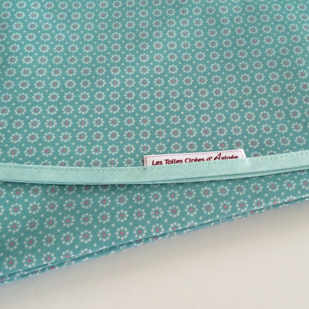 ROUND Floral Turquoise Blue Tablecloth With Small Flowers Pattern in ...