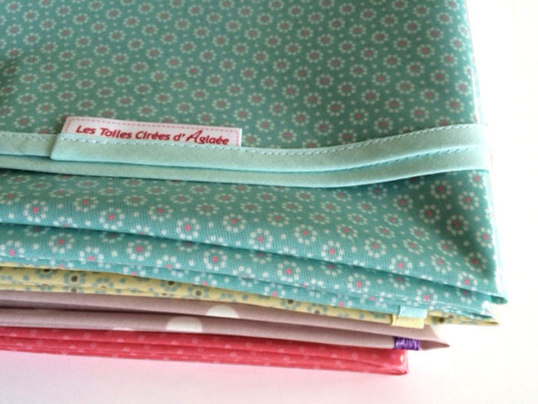 Round Lagoon Blue Tablecloth With Liberty Pattern and Small Flowers ...