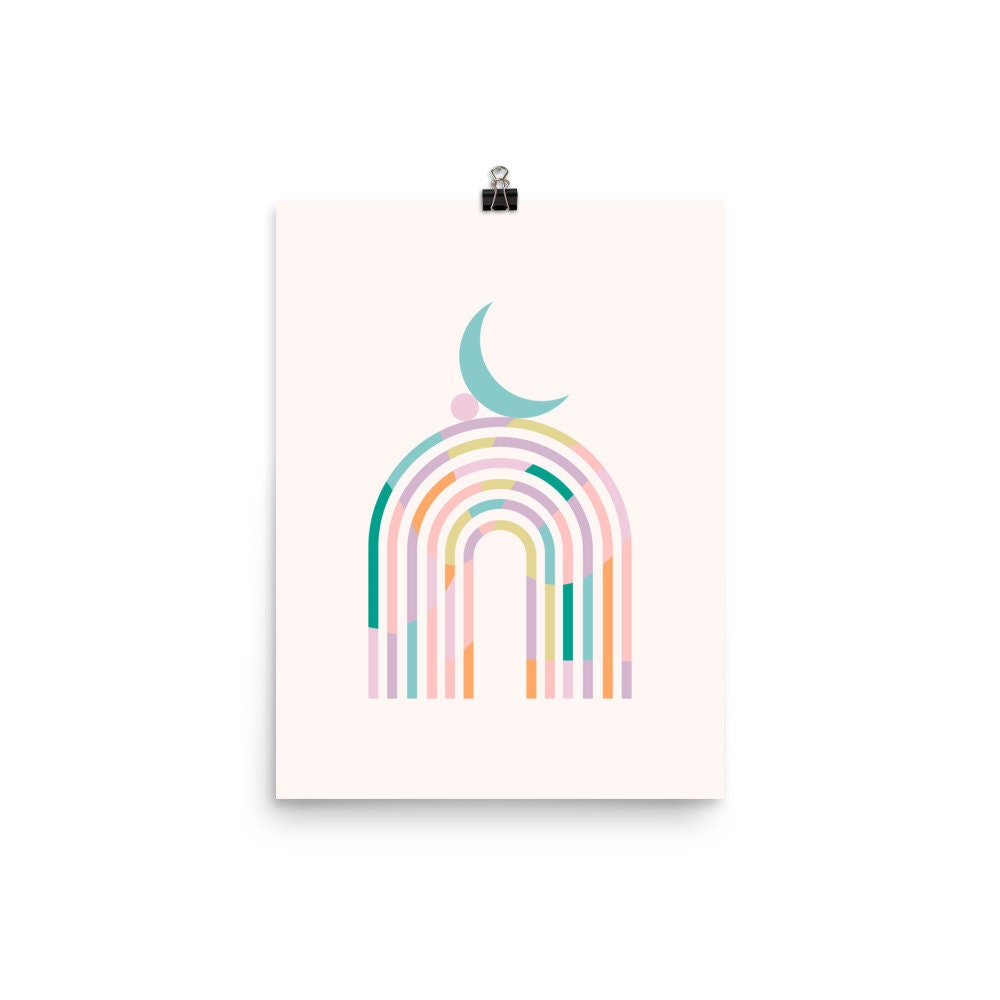 Minimal Abstract Rainbow Pastels Poster Pastel Nursery Decor - Etsy