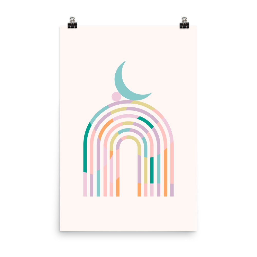 Minimal Abstract Rainbow Pastels Poster Pastel Nursery Decor - Etsy