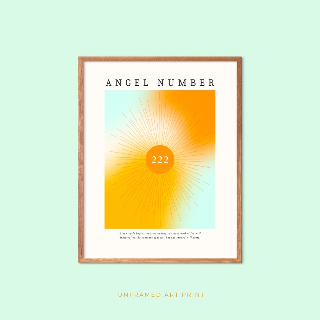 Angel Numbers 222 Poster, Aura Print, Gradient Print, Angel Number ...