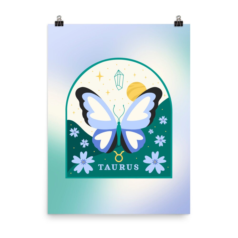 Zodiac Butterflies Taurus Wall Art Astrology Art Taurus - Etsy