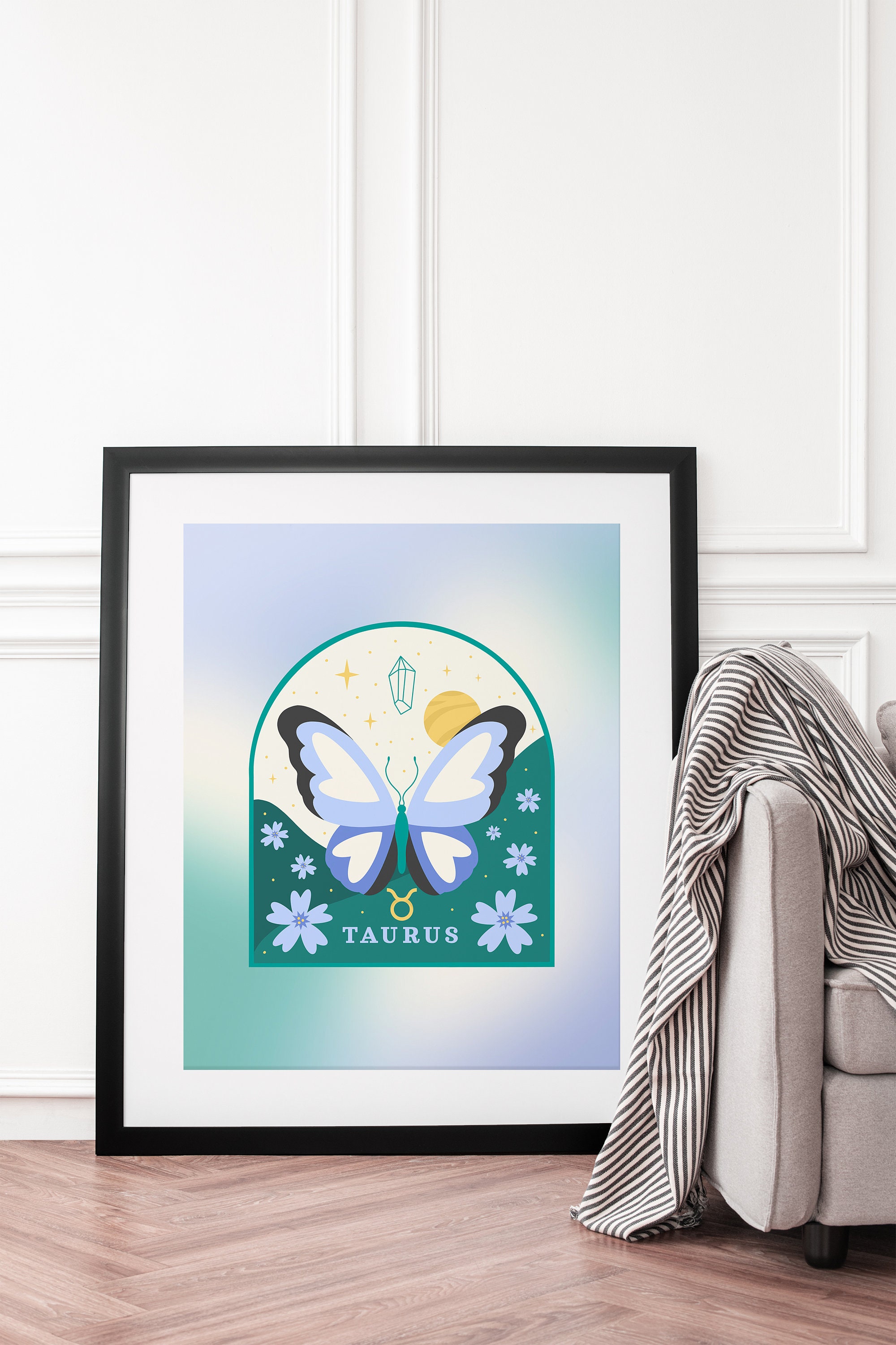 Zodiac Butterflies Taurus Wall Art Astrology Art Taurus - Etsy