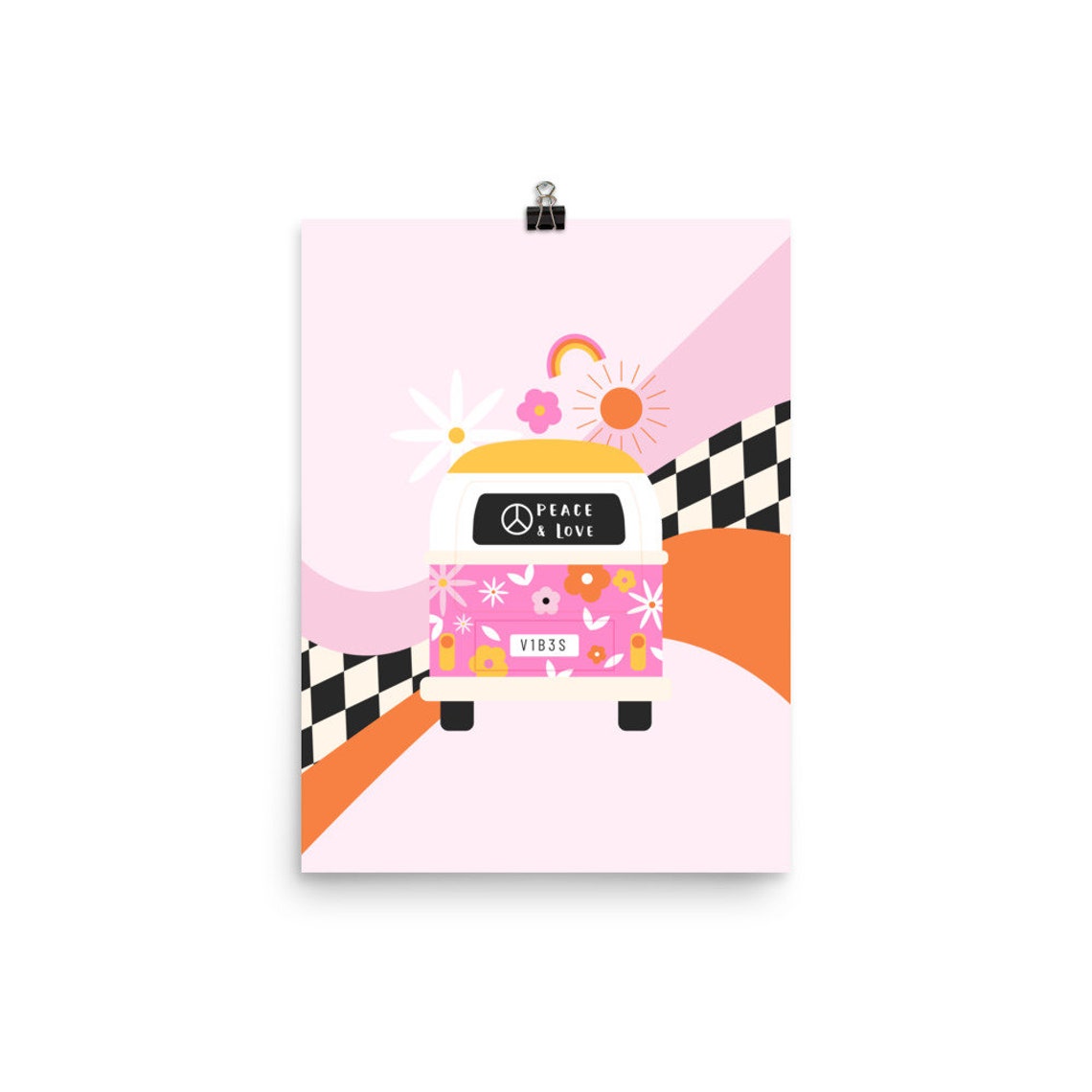 Retro Floral Camper Van Poster, Vibrant Retro Prints, Summer Art ...