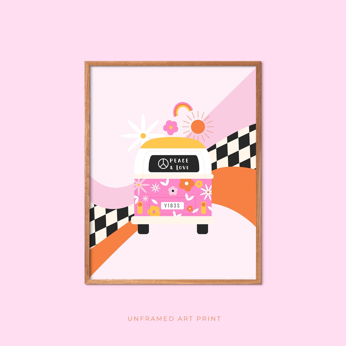 Retro Floral Camper Van Poster, Vibrant Retro Prints, Summer Art ...