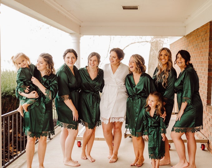 Emerald Green Bridesmaid Robes, Customized Wedding Robes, Bridal Party ...