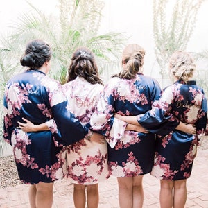 NEW Colors Bridesmaid Robes, Floral Kimono Robe, Bridal Robes, Silk ...