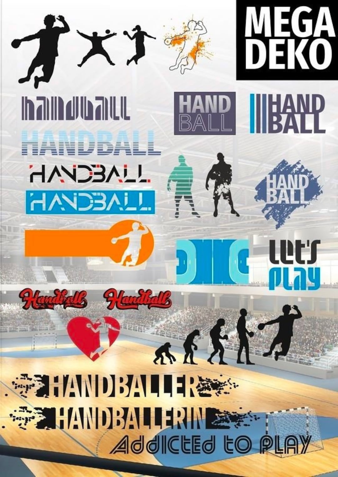 HANDBALL Mega Decoration Matching the Lettering Shadow Sports as SVG ...