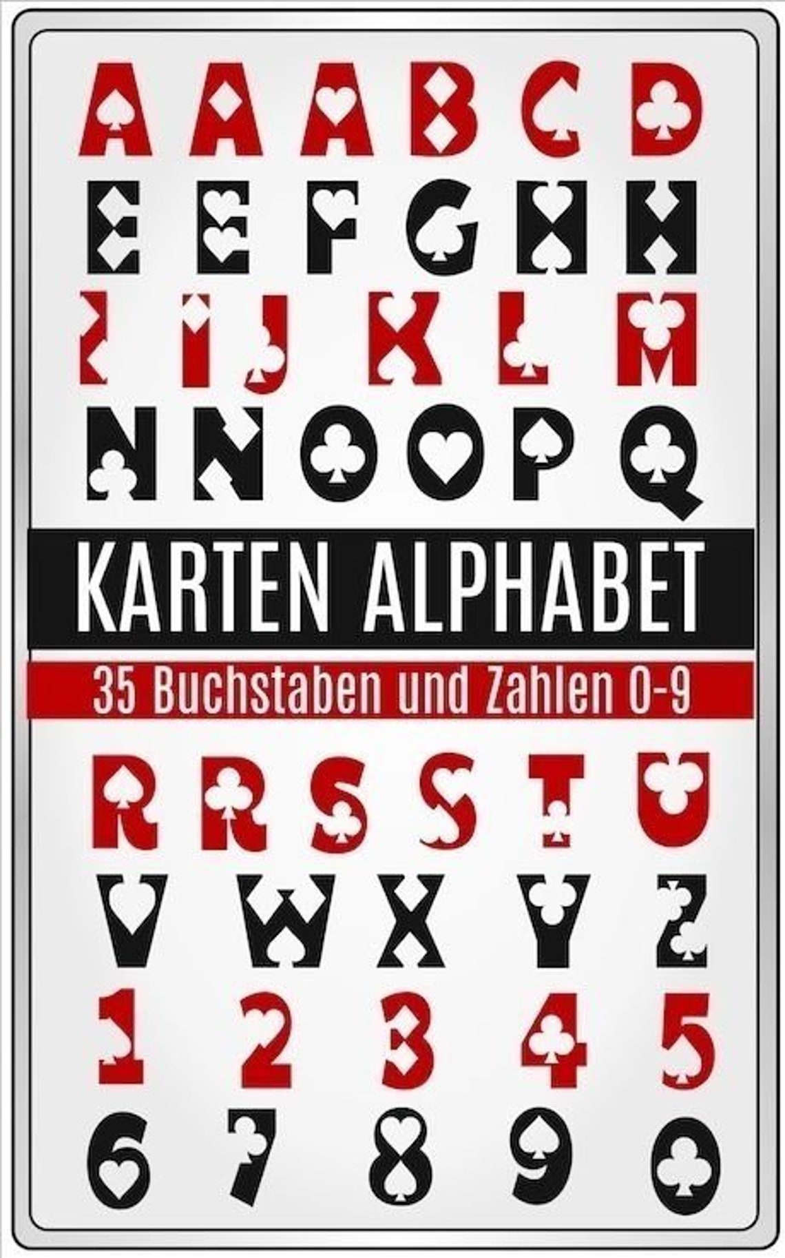 Playing Cards Cards Alphabet Self Shapes A-Z and 0-9 - Etsy