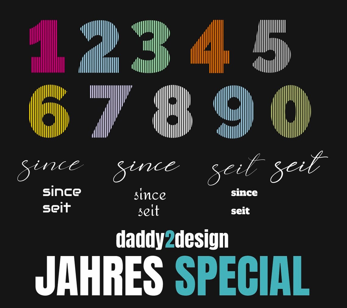 Year Special Numbers and Fonts - Line Art Effect - Etsy