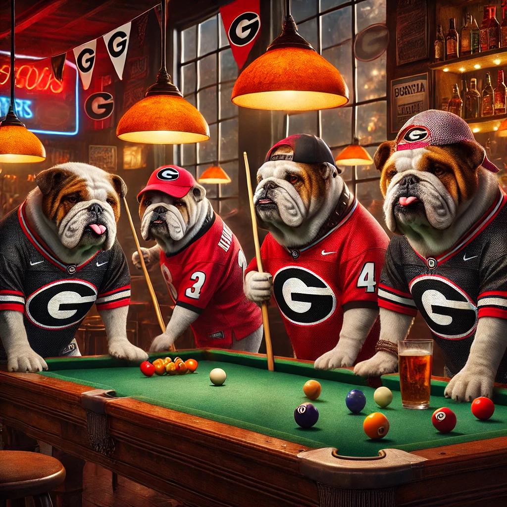 Bulldogs Playing Pool. - Etsy