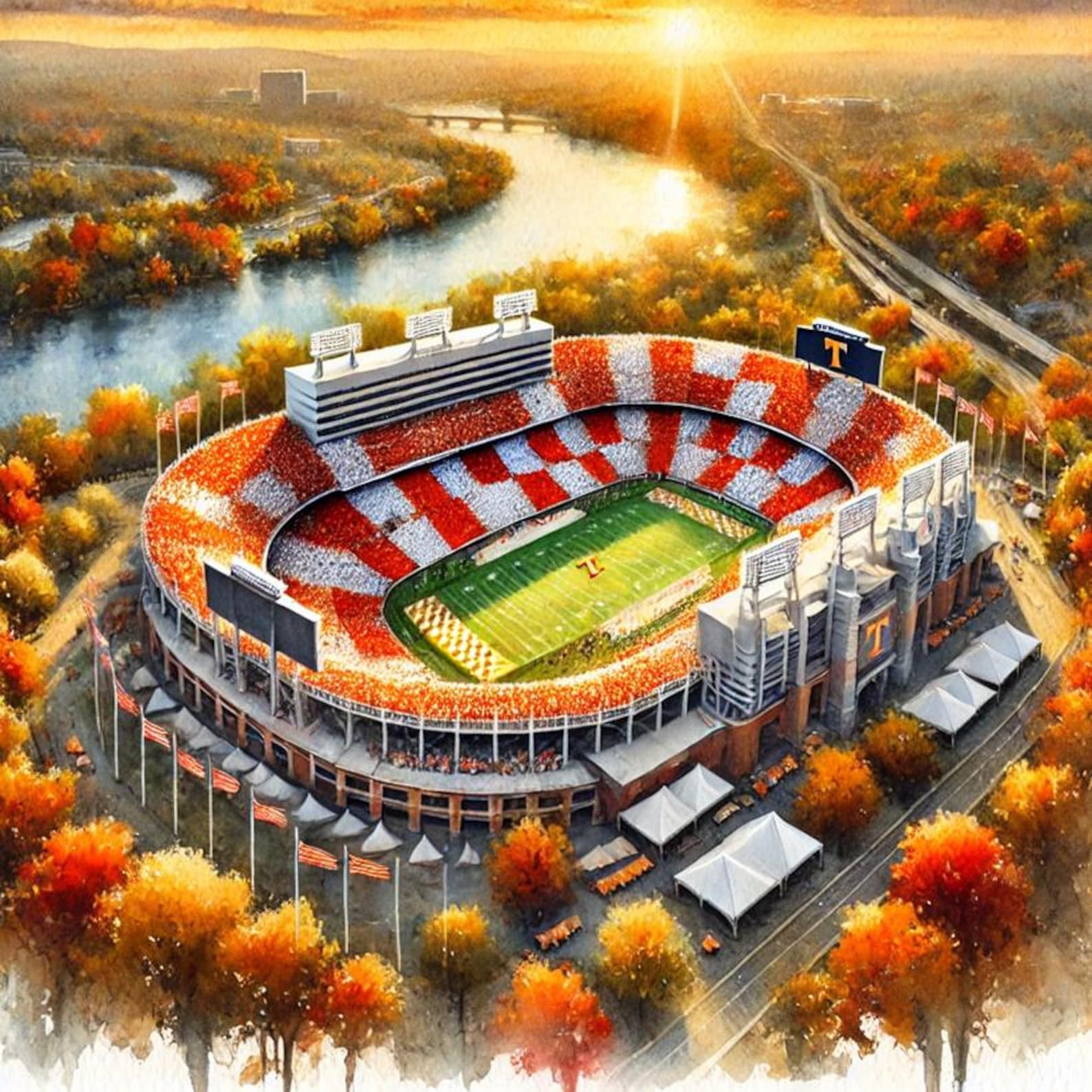 Beautiful Watercolor Painting of TN Vols Neyland Stadium. - Etsy