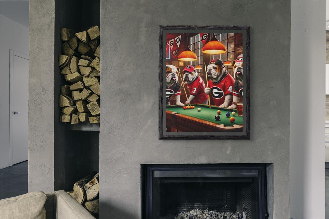 Bulldogs Playing Pool. - Etsy