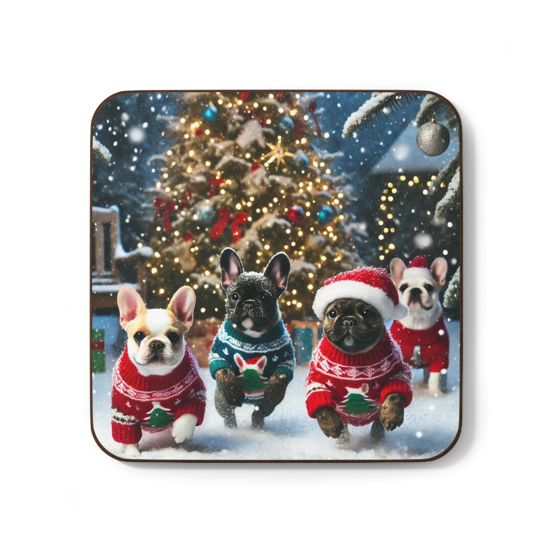 A Frenchie Christmas Coaster - Etsy