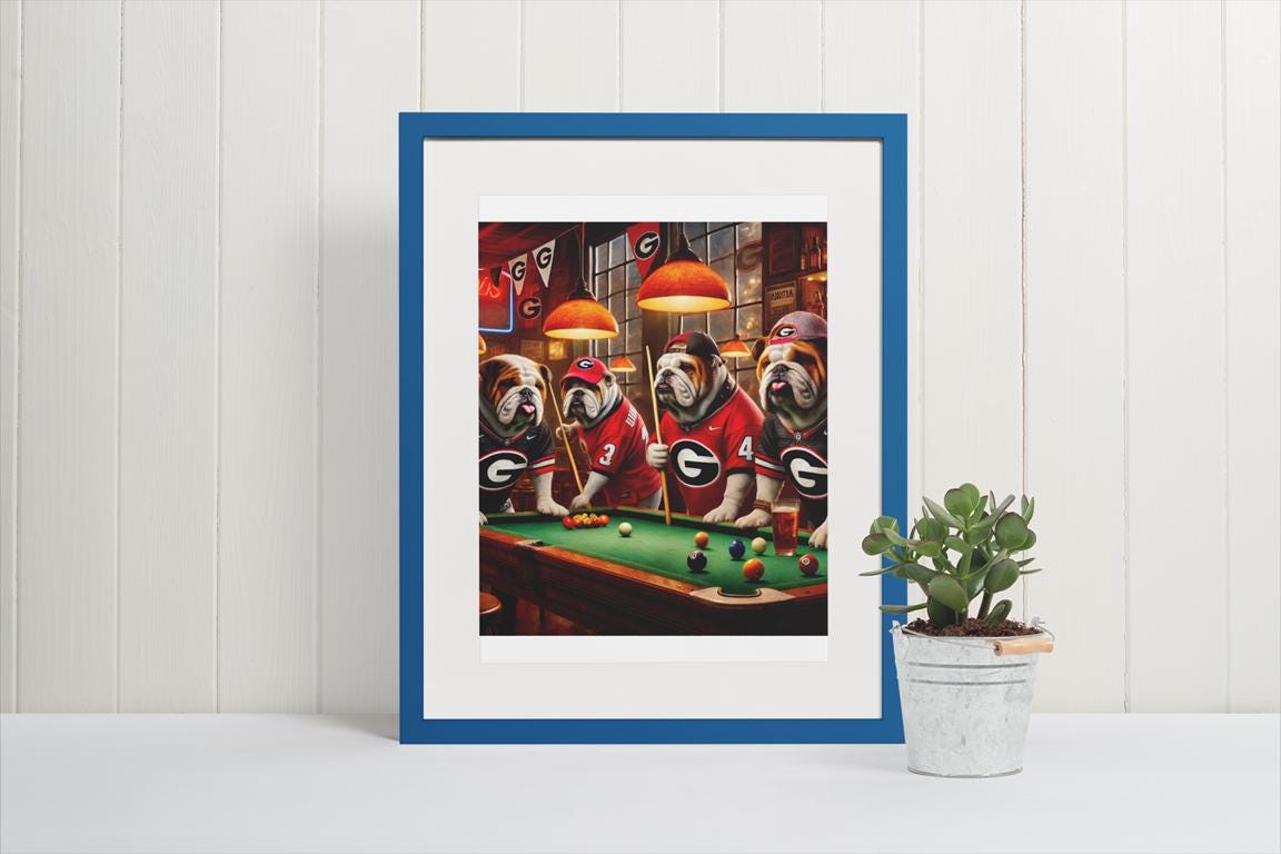 Bulldogs Playing Pool. - Etsy