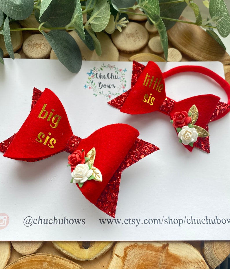 Big sister little sister bows matching bowsChuchubows | Etsy