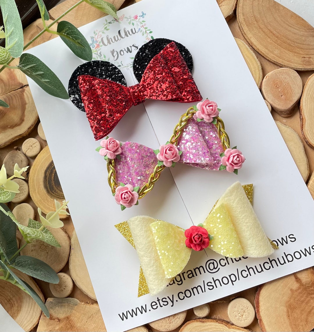 Disney Princesses Bow Inspired , Belle -rapunzel -minnie Mouse- - Etsy