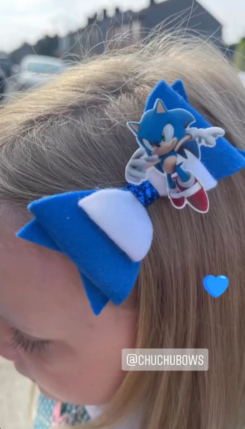 Sonic Bow-sonic Hair Bow-sonic Handmade Bow-sonic the Hedgehog - Etsy