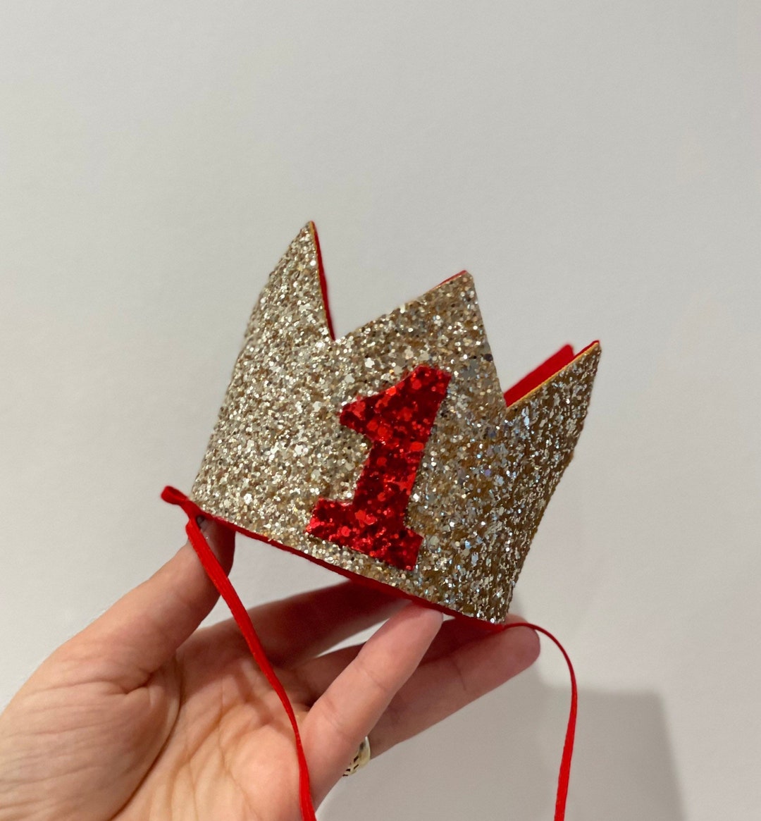 Red and Gold Crown-first Birthday Crown-handmade Glitter Crown-handmade ...