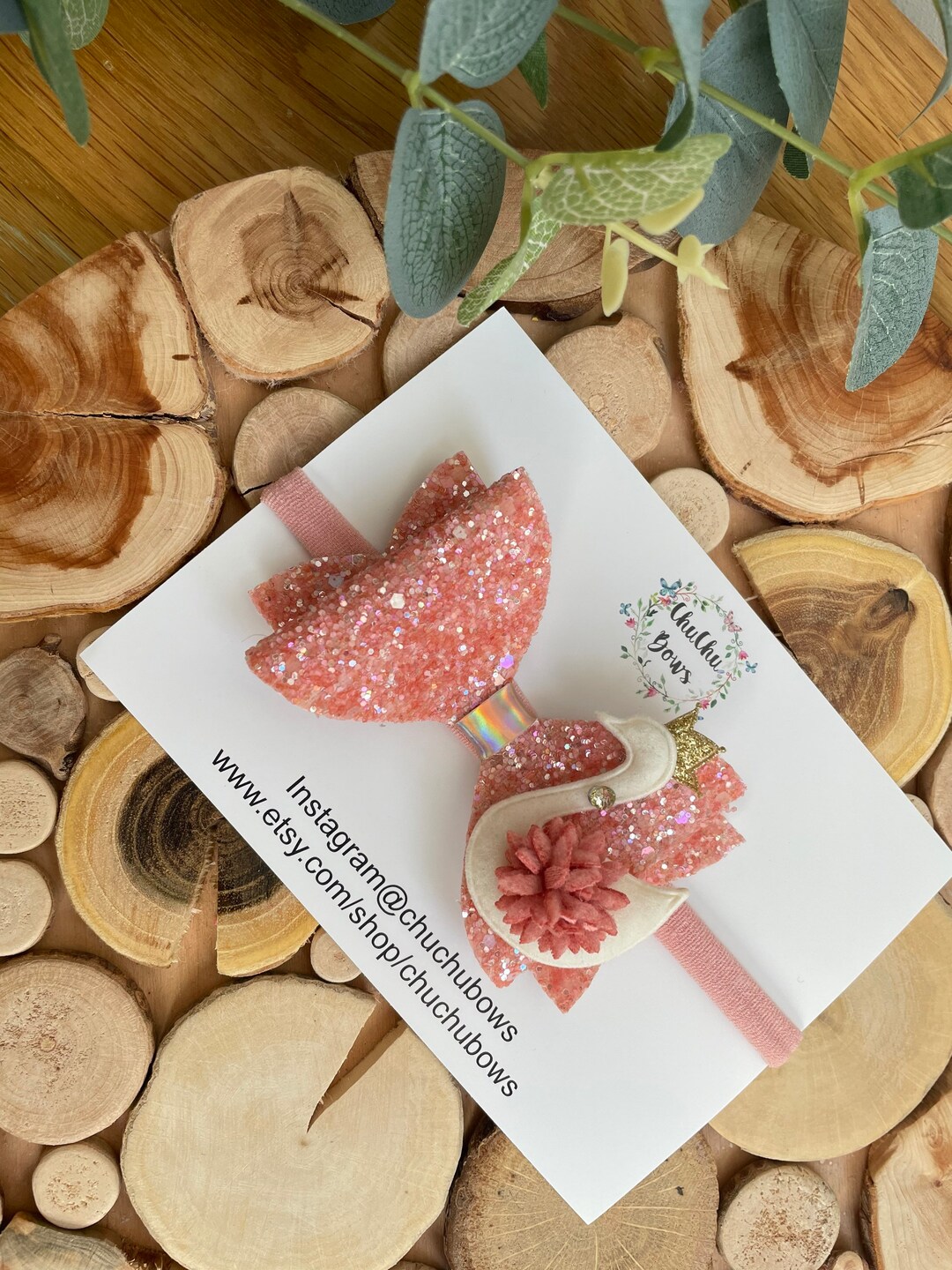 Swan Bow-swan Nylon Headband-chuchubows-hair Clip-peach Hair Bow-girls ...