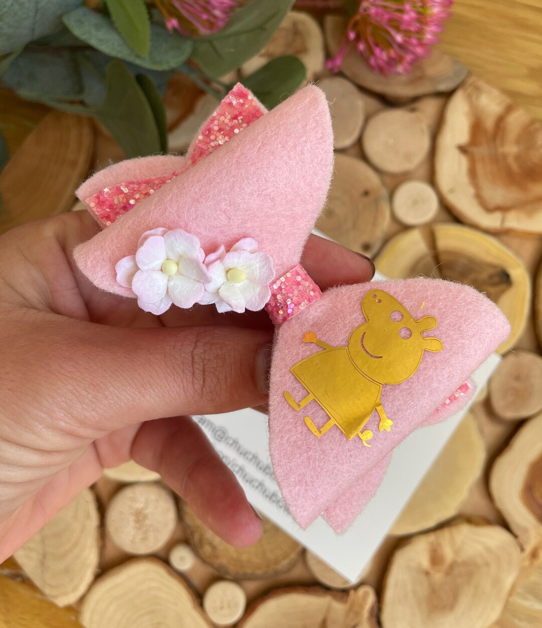 Peppa Pig Bow-peppa Pig World-peppa Pig Hair Clip-nylon Headband ...