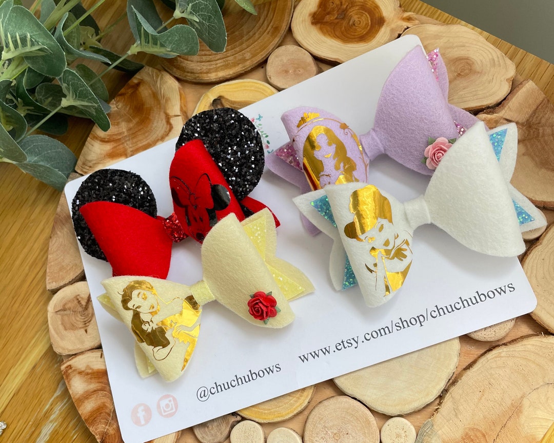 Disney Bows-disney Clips-headbands-hair Bows for Girls-belle Bow ...