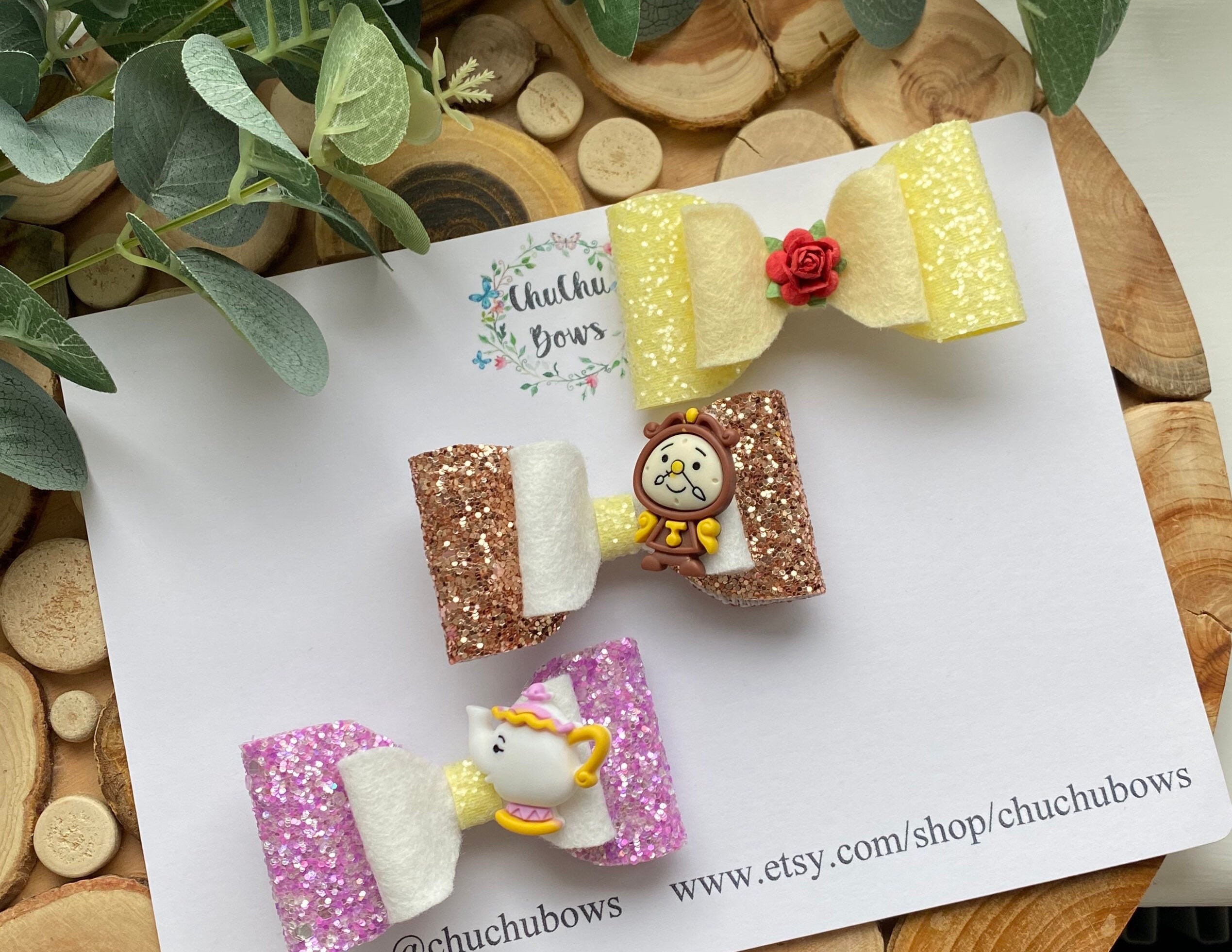 Beauty and the Beast inspired bows-Set of Disney bows-Disney | Etsy